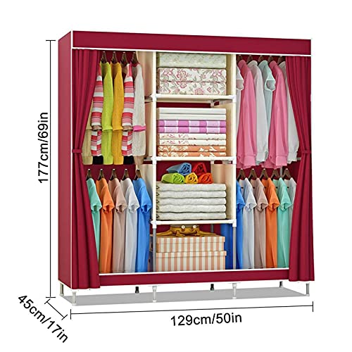 XIANGGUI 1983 Wardrobe 69" Non-Woven Cloth Wardrobe Large Capacity Folding Portable DIY Wardrobe Clothes Storage Fabric Closet Clothing Storage Cabinet Wardrobe Rack (Color : Purple)