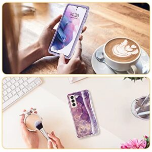 Esdot for Samsung Galaxy S21 Plus Case,Military Grade Passing 21ft Drop Test,Rugged Cover with Fashionable Designs for Women Girls,Protective Phone Case for Galaxy S21 Plus 6.7" Glitter Purple Marble