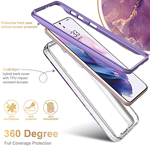 Esdot for Samsung Galaxy S21 Plus Case,Military Grade Passing 21ft Drop Test,Rugged Cover with Fashionable Designs for Women Girls,Protective Phone Case for Galaxy S21 Plus 6.7" Glitter Purple Marble