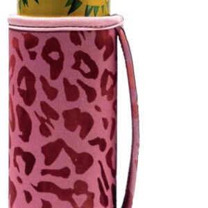 GoCuff Slim Can Cuff Covers Reusable Insulator with Handle: Neoprene Can Coosies with Insulated Sleeves For Soda, Energy drink, Beer, Hard Seltzer, other 12 oz Skinny Can Beverages (Pink Leopard)