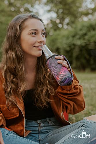 GoCuff Slim Can Cuff Covers Reusable Insulator with Handle: Neoprene Can Coosies with Insulated Sleeves For Soda, Energy drink, Beer, Hard Seltzer, other 12 oz Skinny Can Beverages (Pink Leopard)