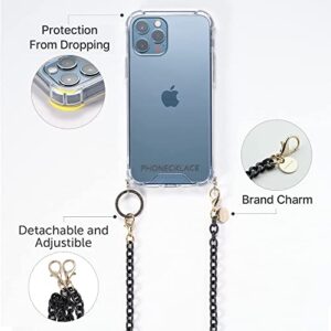 phonecklace iPhone 13Mini Crossbody Phone Case with Adjustible Chain Strap -Shockproof Cellphone Cover with Metal Component for Safe. Detachable 14K Gold Plated Chain Strap(Clip Chain)