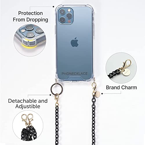 phonecklace iPhone 13Mini Crossbody Phone Case with Adjustible Chain Strap -Shockproof Cellphone Cover with Metal Component for Safe. Detachable 14K Gold Plated Chain Strap(Clip Chain)