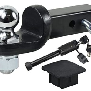 TOPTOW Trailer Hitch Tow Ball Mount Heavy Duty Kit, 1-1/2" Drop, 2" Ball, 10,000 lbs Capacity Class IV, 2" Solid Shank, Fits for 2-in Receiver, 5/8-in Hitch Lock, Hitch Pin adn 2" Hitch Cover Included