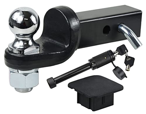 TOPTOW Trailer Hitch Tow Ball Mount Heavy Duty Kit, 1-1/2" Drop, 2" Ball, 10,000 lbs Capacity Class IV, 2" Solid Shank, Fits for 2-in Receiver, 5/8-in Hitch Lock, Hitch Pin adn 2" Hitch Cover Included