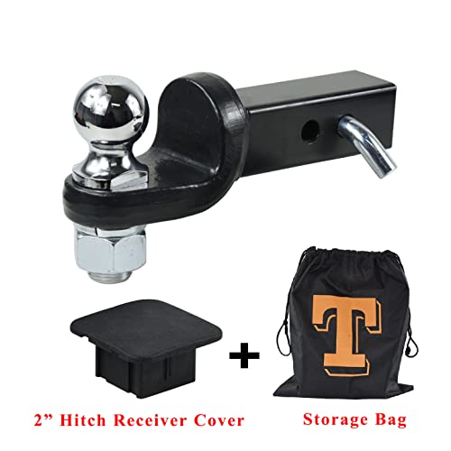 TOPTOW Trailer Hitch Tow Ball Mount Heavy Duty Kit, 1-1/2" Drop, 2" Ball, 10,000 lbs Capacity Class IV, 2" Solid Shank, Fits for 2-in Receiver, 5/8-in Hitch Lock, Hitch Pin adn 2" Hitch Cover Included