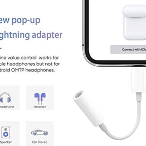 Apple MFi Certified 2 Pack Lightning to 3.5mm Headphone Aux Audio Jack Adapter, Aprolink iPhone Dongle Cable Earphones Headphones Converter Compatible with iPhone 12 12 Pro 11 11 Pro X XR XS Max 8 7