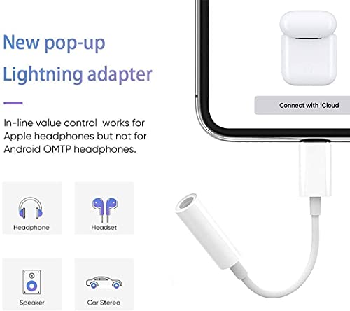 Apple MFi Certified 2 Pack Lightning to 3.5mm Headphone Aux Audio Jack Adapter, Aprolink iPhone Dongle Cable Earphones Headphones Converter Compatible with iPhone 12 12 Pro 11 11 Pro X XR XS Max 8 7