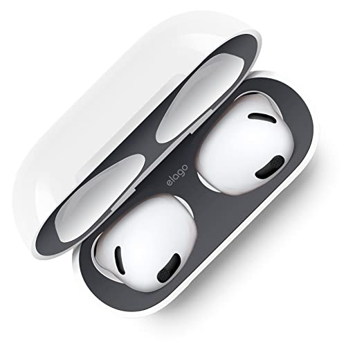 elago Dust Guard Compatible with AirPods 3 Case, Dust-Proof Sticker Compatible with AirPods 3rd Generation Case 2021, Protection from Iron & Metal Shavings, Clean Your AirPods (2 Sets, Dark Grey)