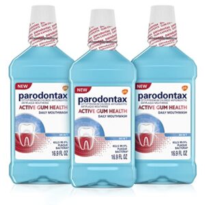 parodontax active gum health mouthwash, antiplaque and antigingivitis mouthwash, mint, 3x16.9 fl oz