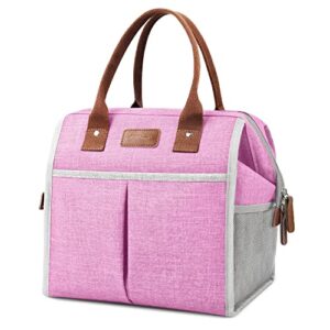 easyfun lunch bag for women & men, large insulated lunch box cooler tote bags, adult reusable lunch boxes with water resistant for work, travel and picnic (rose pink)