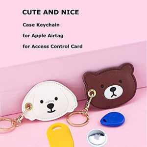 2 Pack Tomcrazy 3in1 Cartoon Protective Case for Apple Airtag Keys Ring Samsung Galaxy SmartTag Cases Tile Mate 2022 Sticker 2020 Access Card Keychain Suitable for Bag/Suitcase (1 Dog & 1 Bear)