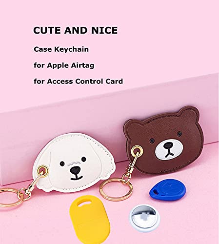 2 Pack Tomcrazy 3in1 Cartoon Protective Case for Apple Airtag Keys Ring Samsung Galaxy SmartTag Cases Tile Mate 2022 Sticker 2020 Access Card Keychain Suitable for Bag/Suitcase (1 Dog & 1 Bear)