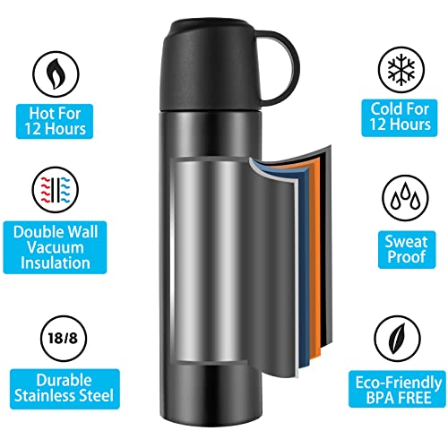 Stainless Steel Water Bottle-Insulated Vacuum Coffee Cup with Leakproof Lid & Cup,Double Walled Flask Cup,Sport Travel Mug keeps Hot & Cold