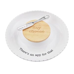 mud pie melamine tray and dip set, white, 9.5" dia | spreader 6"