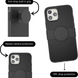 PopSockets iPhone 12/12 Pro Case with Repositionable Slide Grip and Compatible with MagSafe - Black