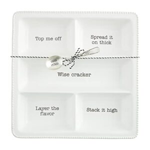 mud pie circa snack 5 section server, white, 12.5" x 12.5"