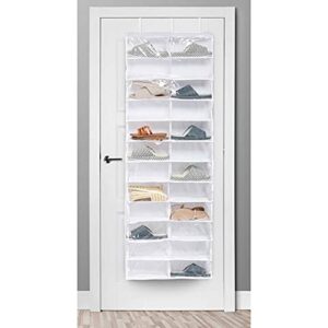 urban shop 24 pocket over the door shoe organizer, white/clear