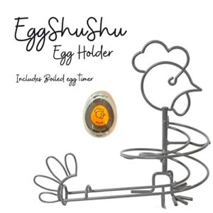 EggShuShu Gray Egg SKelter - Fresh Holder For Countertop ChicKen Stand BasKet Spiral Kitchen Wire RacK Eggs Farm with Timer