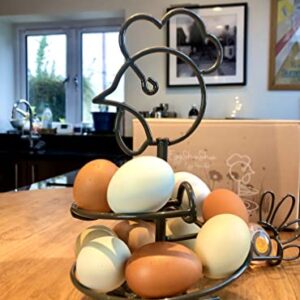 EggShuShu Gray Egg SKelter - Fresh Holder For Countertop ChicKen Stand BasKet Spiral Kitchen Wire RacK Eggs Farm with Timer