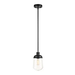 globe electric 61257 1-light pendant light, matte black, clear glass shade, 60w vintage edison incandescent bulb included, kitchen island, café, decorative, ceiling hanging light, 220 lumen