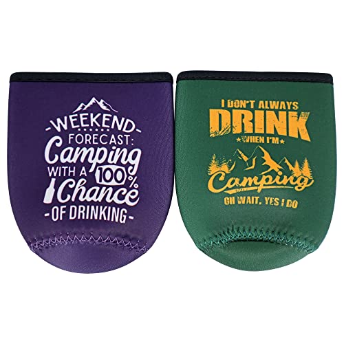 Camping Coozies Gifts for Couples - Happy Camper Must Haves, Camping Essentials, Small Gifts for People Who Have Everything, Insulated 12 oz. Coozies for Standard Stubby Cans, Funny Can Cooler Sleeves