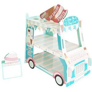 3 Tier Van Cake Stand,Ice Cream Truck Cart Decorations,Ice Cream Baby Shower,Bus Cupcake Stands,Ice Cream Holder Display for Birthday Party Candy Supplies HaakLux