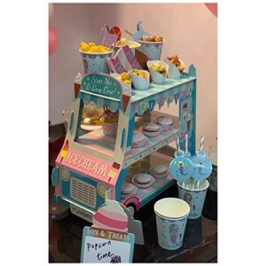 3 Tier Van Cake Stand,Ice Cream Truck Cart Decorations,Ice Cream Baby Shower,Bus Cupcake Stands,Ice Cream Holder Display for Birthday Party Candy Supplies HaakLux