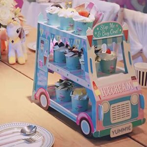 3 Tier Van Cake Stand,Ice Cream Truck Cart Decorations,Ice Cream Baby Shower,Bus Cupcake Stands,Ice Cream Holder Display for Birthday Party Candy Supplies HaakLux