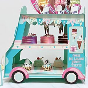 3 Tier Van Cake Stand,Ice Cream Truck Cart Decorations,Ice Cream Baby Shower,Bus Cupcake Stands,Ice Cream Holder Display for Birthday Party Candy Supplies HaakLux