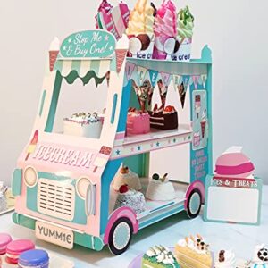 3 Tier Van Cake Stand,Ice Cream Truck Cart Decorations,Ice Cream Baby Shower,Bus Cupcake Stands,Ice Cream Holder Display for Birthday Party Candy Supplies HaakLux