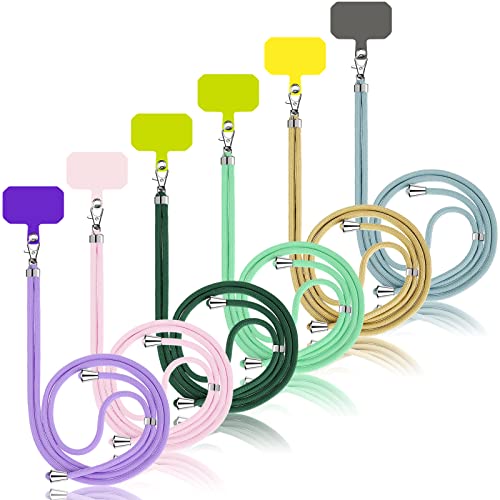 6 Pieces Phone Lanyard Neck Nylon Cell Phone Lanyard Crossbody Adjustable Universal Strap Detachable Safety Pad Compatible (Fresh Color)