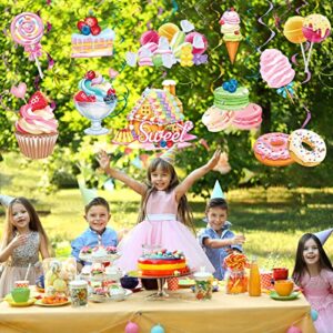 30 Pieces Candy Hanging Swirls Decorations, Candyland Birthday Party Decor for Girls Kids Lollipop Party Donut Party Ice Cream Party Sweet Theme Baby Shower Supplies