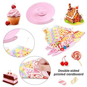 30 Pieces Candy Hanging Swirls Decorations, Candyland Birthday Party Decor for Girls Kids Lollipop Party Donut Party Ice Cream Party Sweet Theme Baby Shower Supplies