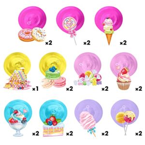 30 Pieces Candy Hanging Swirls Decorations, Candyland Birthday Party Decor for Girls Kids Lollipop Party Donut Party Ice Cream Party Sweet Theme Baby Shower Supplies