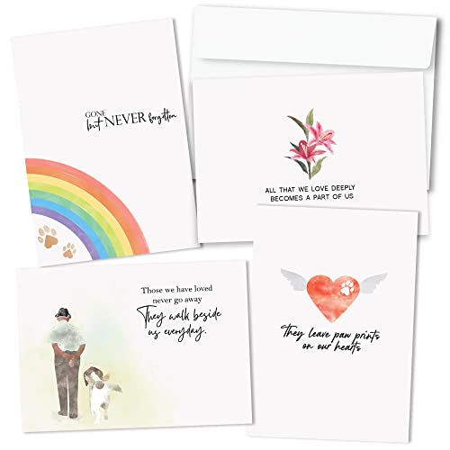 24 Loss of Pet Sympathy Card Set with Envelopes - Hat Acrobat Pet Sympathy Cards Bulk of 24 Cats, Beloved Pets, and Dog Sympathy Card with a Short Message - Thoughtful Pet Sympathy Card to Send out Your Personal Condolences (24)