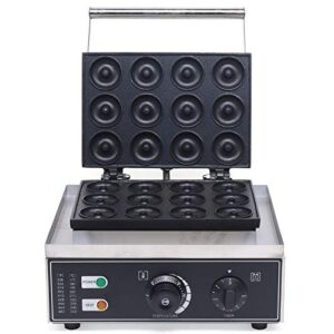 Donut Maker Machine Electric Doughnut Baker Maker Machine 110V Commercial Use Nonstick, Temperature 122-572℉,Commercial Waffle for Restaurant and Home Use (12 Holes Donut Maker)