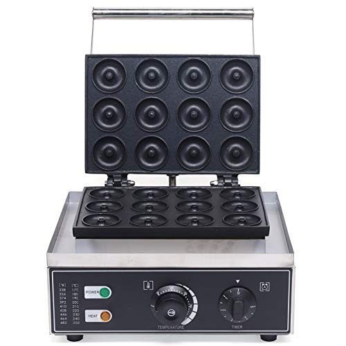 Donut Maker Machine Electric Doughnut Baker Maker Machine 110V Commercial Use Nonstick, Temperature 122-572℉,Commercial Waffle for Restaurant and Home Use (12 Holes Donut Maker)