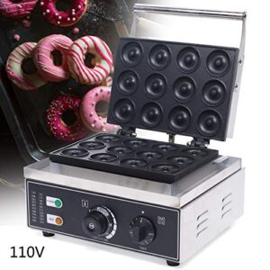 Donut Maker Machine Electric Doughnut Baker Maker Machine 110V Commercial Use Nonstick, Temperature 122-572℉,Commercial Waffle for Restaurant and Home Use (12 Holes Donut Maker)