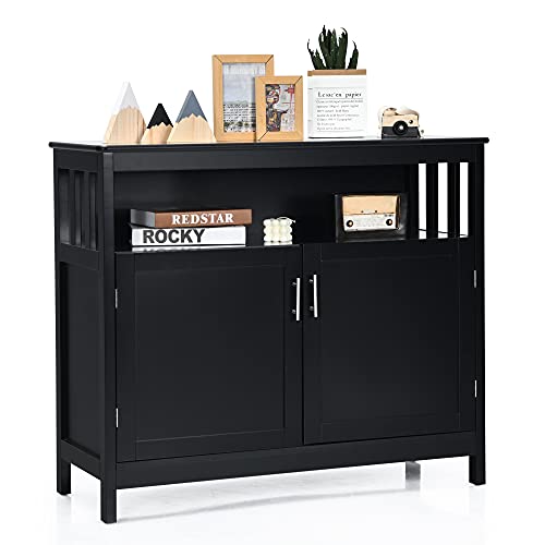 LOKO Buffet Cabinet with Storage, Bar Cabinet with Five-Position Adjustable Shelf, Wine Cabinet Sideboard Console Table, 40 x 16 x 34 inches (Black)