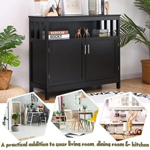 LOKO Buffet Cabinet with Storage, Bar Cabinet with Five-Position Adjustable Shelf, Wine Cabinet Sideboard Console Table, 40 x 16 x 34 inches (Black)