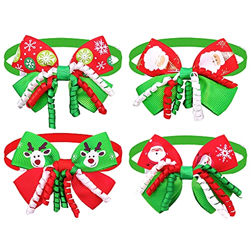 Christmas Puppy Dog Bowtie Curves 10pcs/Pack Dog Bows Necktie Styles for Christmas Dog Accessories