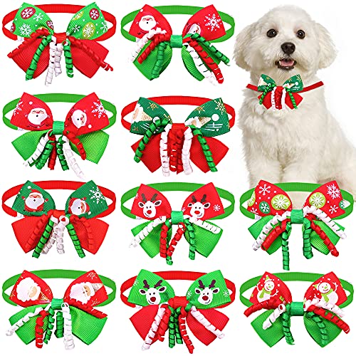 Christmas Puppy Dog Bowtie Curves 10pcs/Pack Dog Bows Necktie Styles for Christmas Dog Accessories