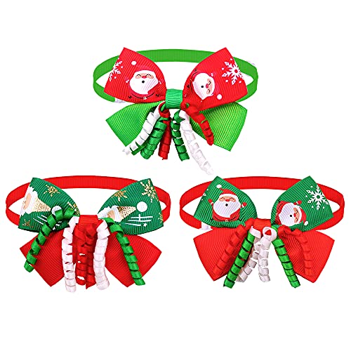 Christmas Puppy Dog Bowtie Curves 10pcs/Pack Dog Bows Necktie Styles for Christmas Dog Accessories