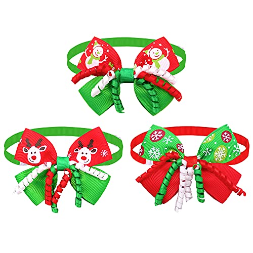 Christmas Puppy Dog Bowtie Curves 10pcs/Pack Dog Bows Necktie Styles for Christmas Dog Accessories