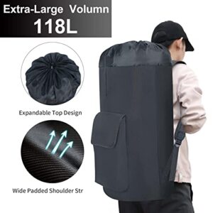 Siaomo Laundry Bag Backpack, 118L Extra Large Travel Backpack Laundry Bag, Durable Portable Dorm Laundry Hamper Bag with Padded Shoulder Straps For College Students