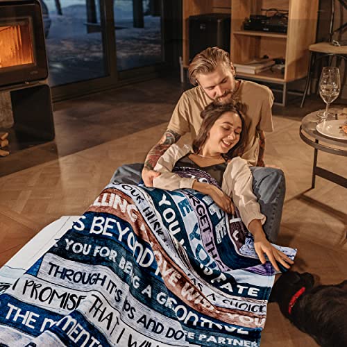 Gifts for Wife Mother's Day Anniversary Valentines, Personalized Throw Blanket Romantic I Love You Wedding Gifts to My Wife,Ultra-Soft Micro Fleece Blankets Soft Bedding Sofa