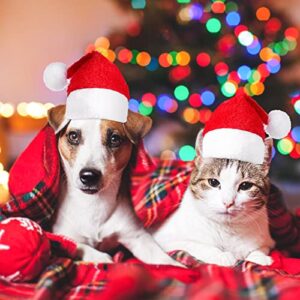 8 Pcs Pet Christmas Hats Dog Cat Christmas Santa Hats Holiday Pet Costumes Plush Santa Hat Pet Christmas Photo Props for Puppy Kitten Small Cats Dog