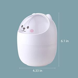 XIDAJIE Cartoon Desktop Trash Can, Cute Bear Shape Trash Can Mini Clamshell Small Waste Paper Basket for Bathroom Kitchen Home Office Dorm Kids Room