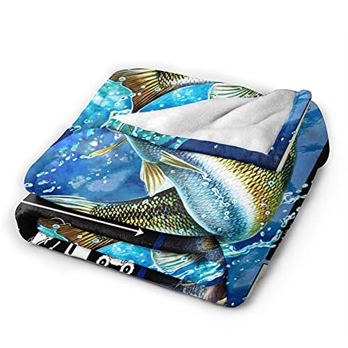 Bass Fishing Throw Blankets Ultra Soft Flannel Blanket Warm Cozy Couch Sofa Bed Decor for All Seasons